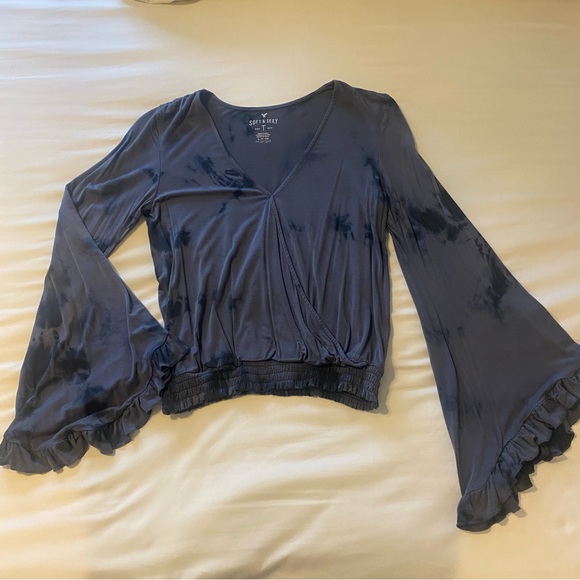 American Eagle Outfitters | Tops | Dark Blue American Eagle Tie Dye Top With Bell Sleeves | Poshmark